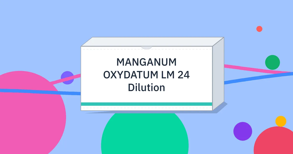 Symbolbild: Packung mit der Aufschrift MANGANUM OXYDATUM LM 24 Dilution (PZN 12944769) – Verfügbarkeit und Bezug in Apotheken in Frankfurt am Main
