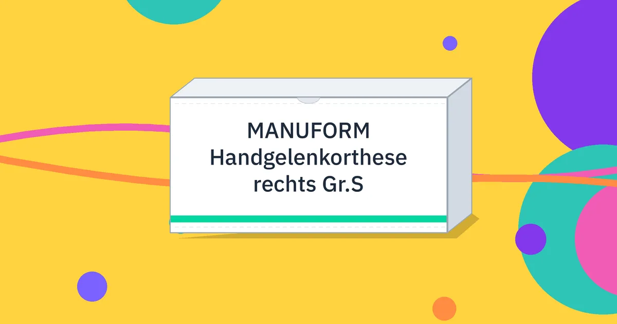 Symbolbild: Packung mit der Aufschrift MANUFORM Handgelenkorthese rechts Gr.S (PZN 15608523) – Verfügbarkeit und Bezug in Apotheken in Frankfurt am Main