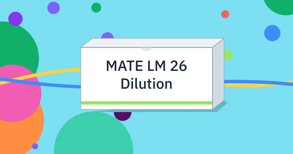 Symbolbild: Packung mit der Aufschrift MATE LM 26 Dilution (PZN 12947130) – Verfügbarkeit und Bezug in Apotheken in Frankfurt am Main