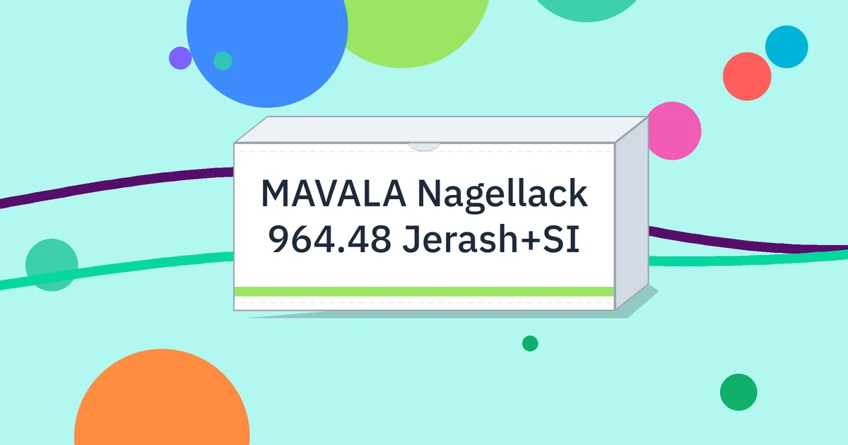 Symbolbild: Packung mit der Aufschrift MAVALA Nagellack 964.48 Jerash+SI (PZN 18502104) – Verfügbarkeit und Bezug in Apotheken in Frankfurt am Main