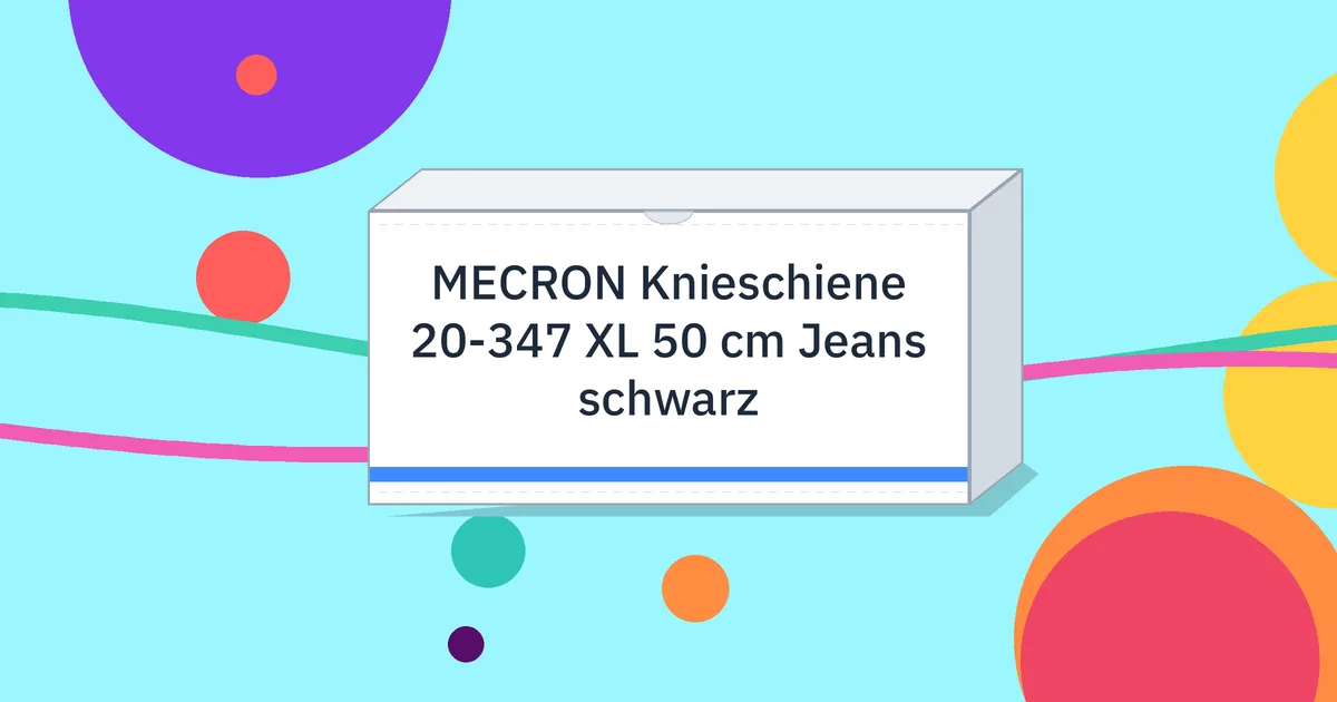 Symbolbild: Packung mit der Aufschrift MECRON Knieschiene 20-347 XL 50 cm Jeans schwarz (PZN 02910539) – Verfügbarkeit und Bezug in Apotheken in Frankfurt am Main