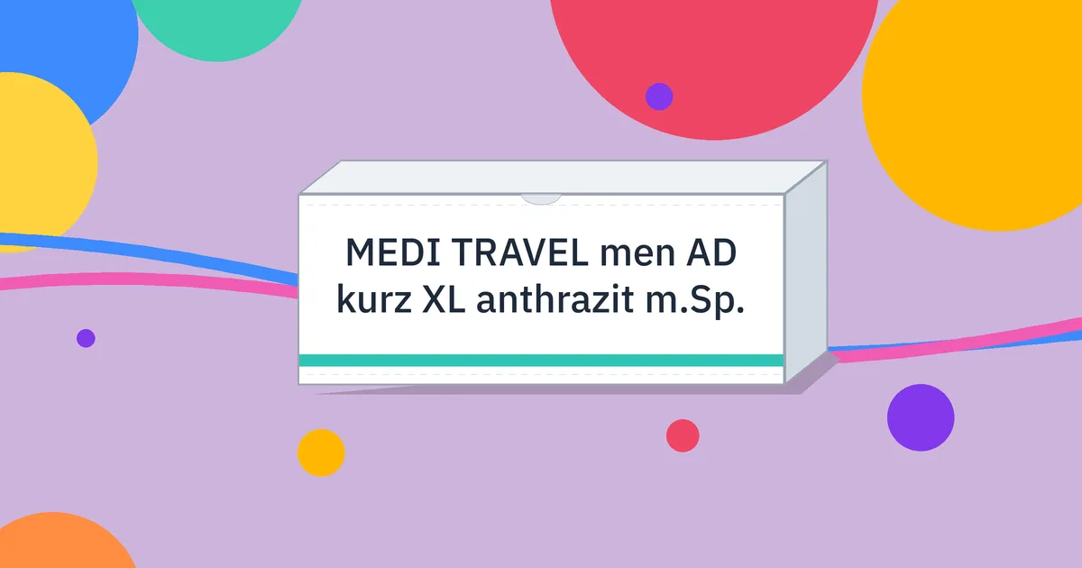 Symbolbild: Packung mit der Aufschrift MEDI TRAVEL men AD kurz XL anthrazit m.Sp. (PZN 15198172) – Verfügbarkeit und Bezug in Apotheken in Frankfurt am Main
