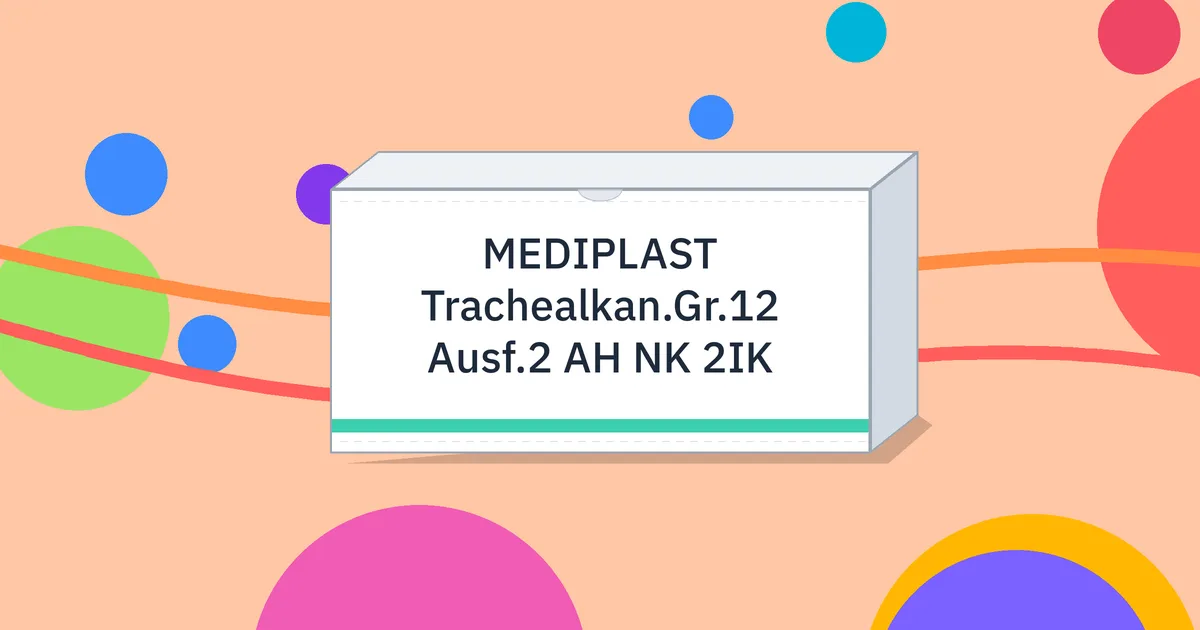 Symbolbild: Packung mit der Aufschrift MEDIPLAST Trachealkan.Gr.12 Ausf.2 AH NK 2IK (PZN 04525840) – Verfügbarkeit und Bezug in Apotheken in Frankfurt am Main