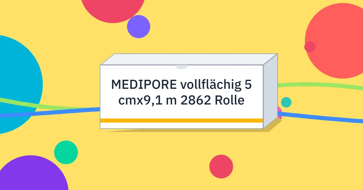 Symbolbild: Packung mit der Aufschrift MEDIPORE vollflächig 5 cmx9,1 m 2862 Rolle (PZN 07478963) – Verfügbarkeit und Bezug in Apotheken in Frankfurt am Main