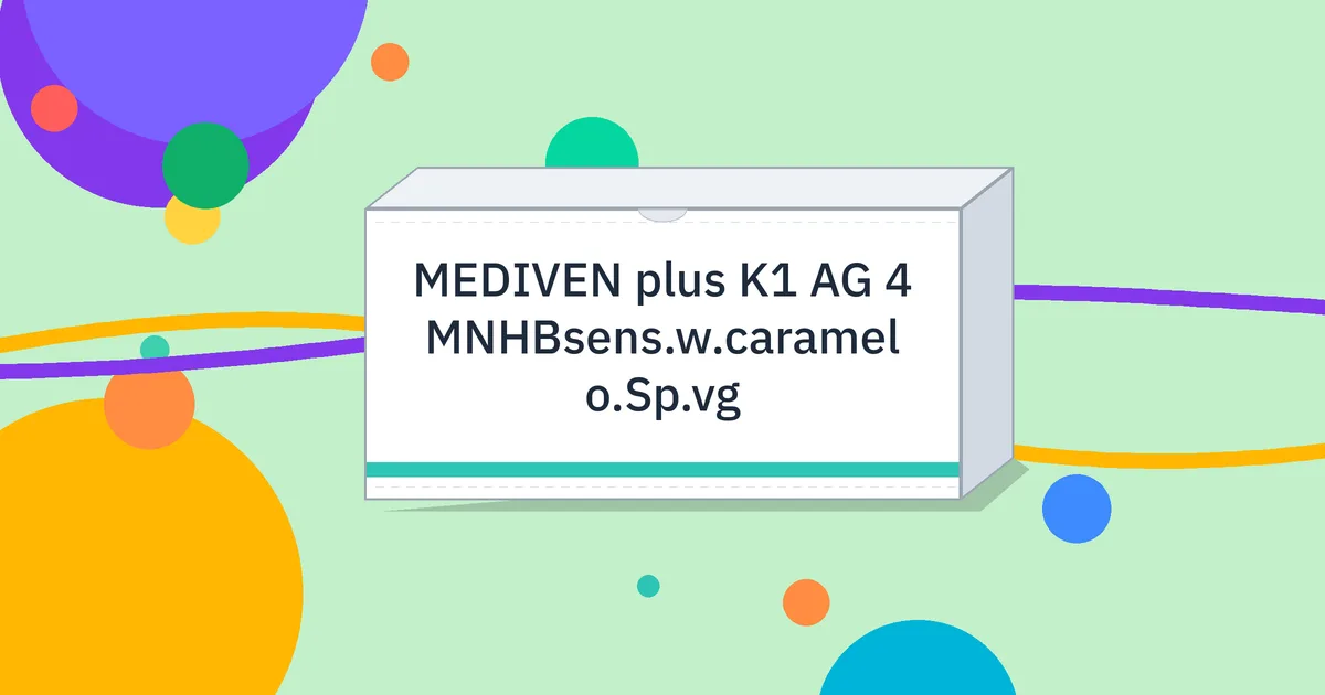 Symbolbild: Packung mit der Aufschrift MEDIVEN plus K1 AG 4 MNHBsens.w.caramel o.Sp.vg (PZN 16072935) – Verfügbarkeit und Bezug in Apotheken in Frankfurt am Main