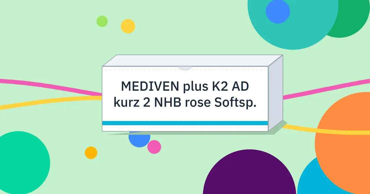 Symbolbild: Packung mit der Aufschrift MEDIVEN plus K2 AD kurz 2 NHB rose Softsp. (PZN 15925241) – Verfügbarkeit und Bezug in Apotheken in Frankfurt am Main
