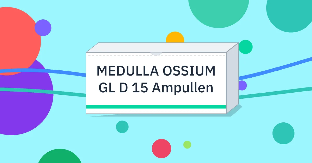 Symbolbild: Packung mit der Aufschrift MEDULLA OSSIUM GL D 15 Ampullen (PZN 03356192) – Verfügbarkeit und Bezug in Apotheken in Frankfurt am Main