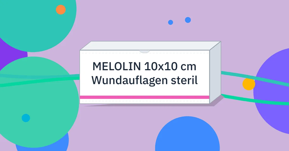 Symbolbild: Packung mit der Aufschrift MELOLIN 10x10 cm Wundauflagen steril (PZN 03161347) – Verfügbarkeit und Bezug in Apotheken in Frankfurt am Main