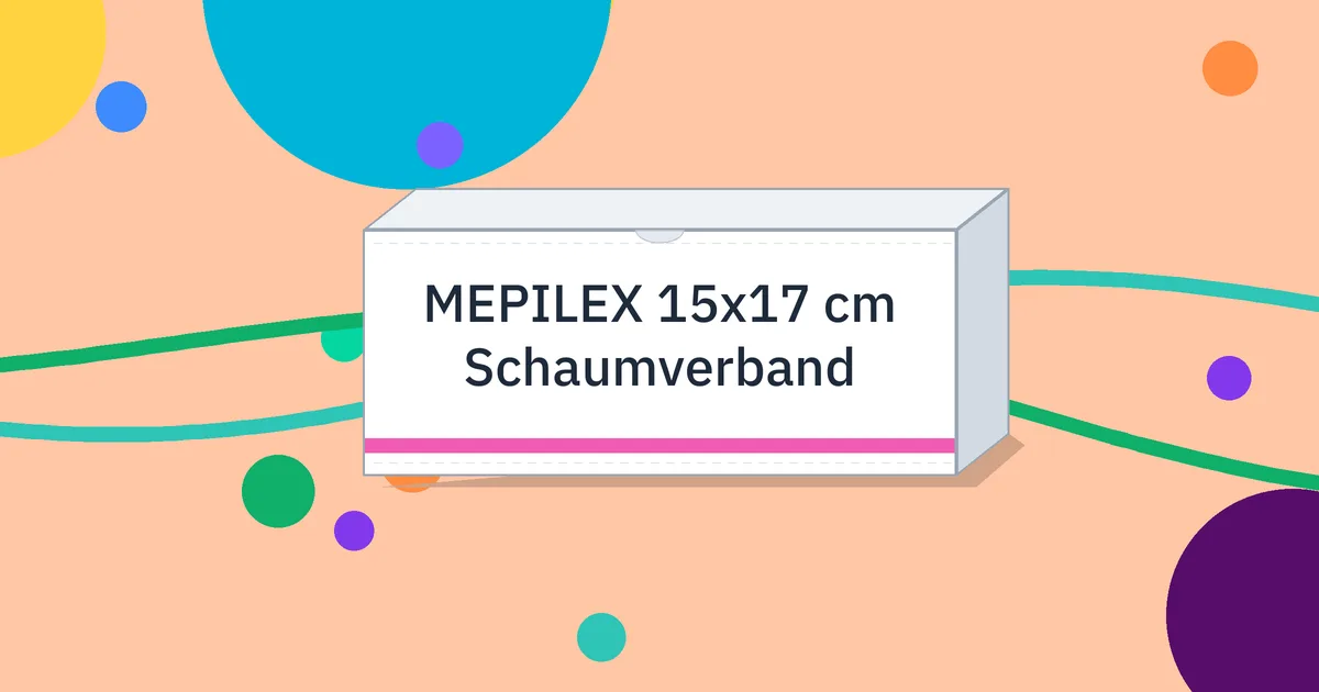 Symbolbild: Packung mit der Aufschrift MEPILEX 15x17 cm Schaumverband (PZN 12443576) – Verfügbarkeit und Bezug in Apotheken in Frankfurt am Main