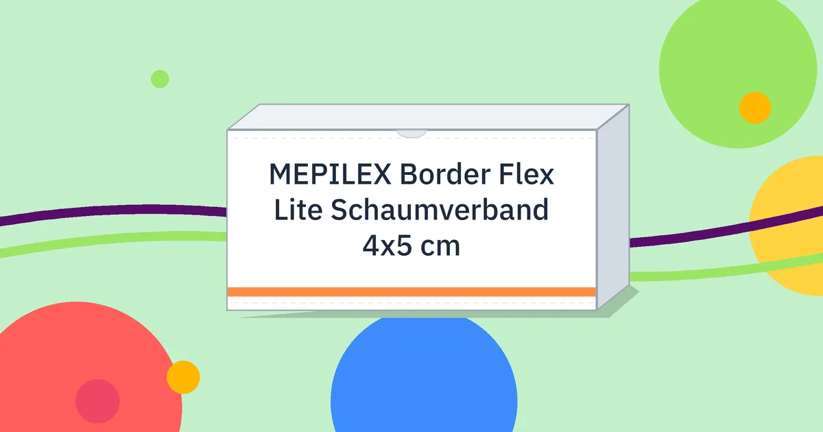 Symbolbild: Packung mit der Aufschrift MEPILEX Border Flex Lite Schaumverband 4x5 cm (PZN 18105805) – Verfügbarkeit und Bezug in Apotheken in Frankfurt am Main