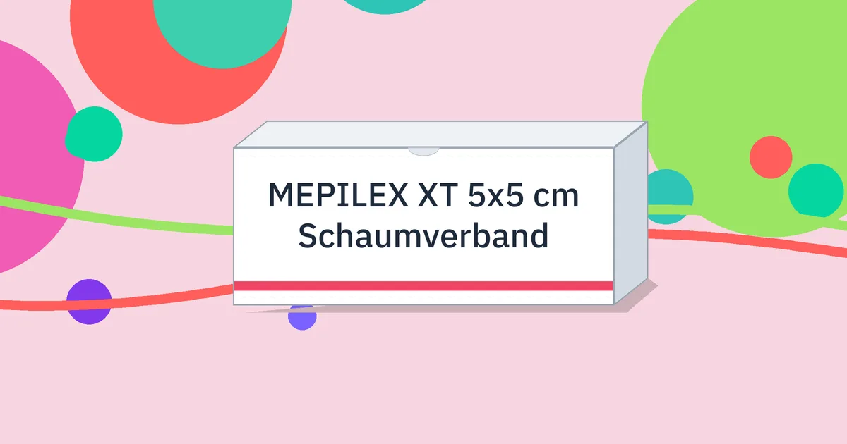 Symbolbild: Packung mit der Aufschrift MEPILEX XT 5x5 cm Schaumverband (PZN 17832911) – Verfügbarkeit und Bezug in Apotheken in Frankfurt am Main
