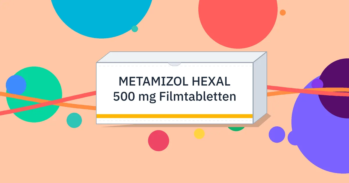 Symbolbild: Packung mit der Aufschrift METAMIZOL HEXAL 500 mg Filmtabletten (PZN 00651329) – Verfügbarkeit und Bezug in Apotheken in Frankfurt am Main
