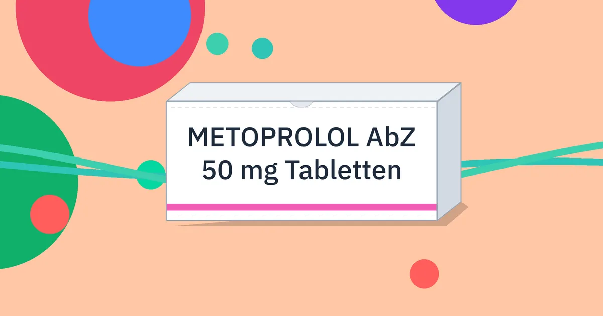 Symbolbild: Packung mit der Aufschrift METOPROLOL AbZ 50 mg Tabletten (PZN 01016397) – Verfügbarkeit und Bezug in Apotheken in Frankfurt am Main