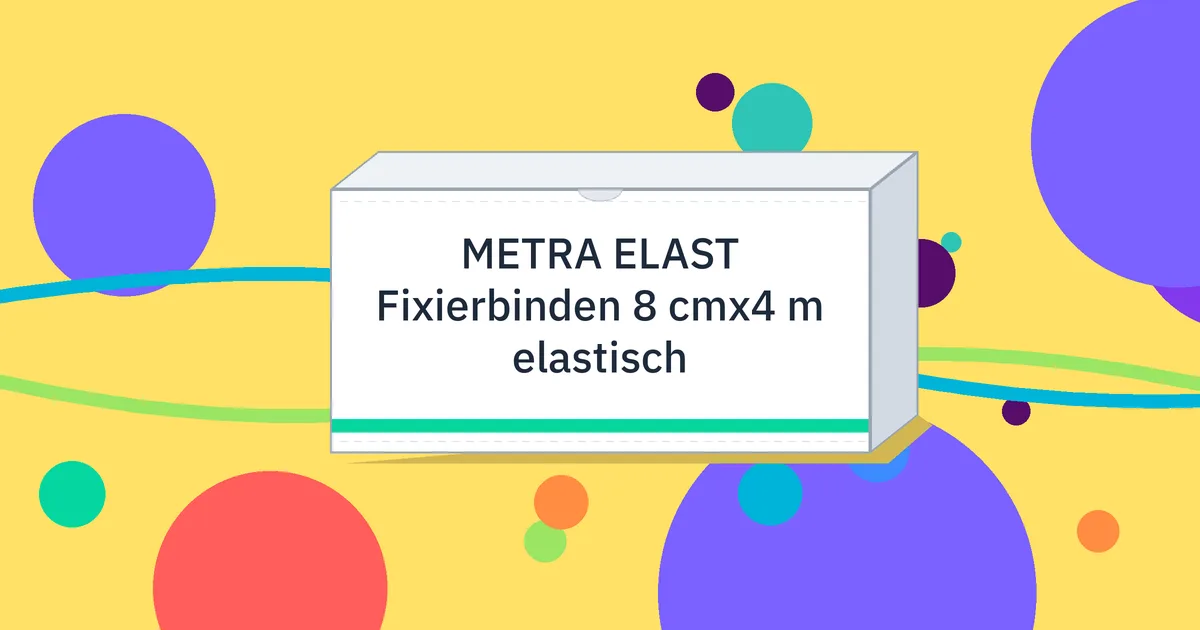 Symbolbild: Packung mit der Aufschrift METRA ELAST Fixierbinden 8 cmx4 m elastisch (PZN 07771350) – Verfügbarkeit und Bezug in Apotheken in Frankfurt am Main