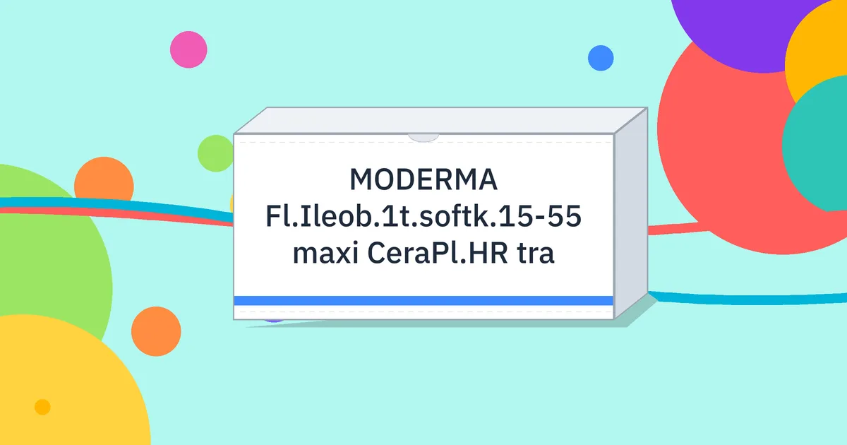 Symbolbild: Packung mit der Aufschrift MODERMA Fl.Ileob.1t.softk.15-55 maxi CeraPl.HR tra (PZN 12417484) – Verfügbarkeit und Bezug in Apotheken in Frankfurt am Main