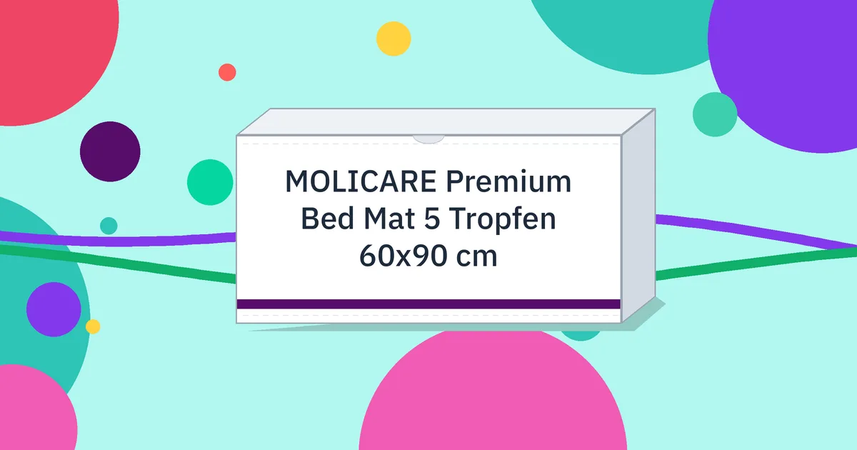 Symbolbild: Packung mit der Aufschrift MOLICARE Premium Bed Mat 5 Tropfen 60x90 cm (PZN 16136730) – Verfügbarkeit und Bezug in Apotheken in Frankfurt am Main