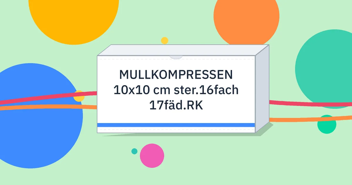 Symbolbild: Packung mit der Aufschrift MULLKOMPRESSEN 10x10 cm ster.16fach 17fäd.RK (PZN 06931320) – Verfügbarkeit und Bezug in Apotheken in Frankfurt am Main