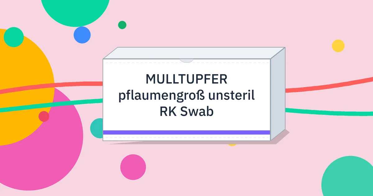 Symbolbild: Packung mit der Aufschrift MULLTUPFER pflaumengroß unsteril RK Swab (PZN 07408537) – Verfügbarkeit und Bezug in Apotheken in Frankfurt am Main
