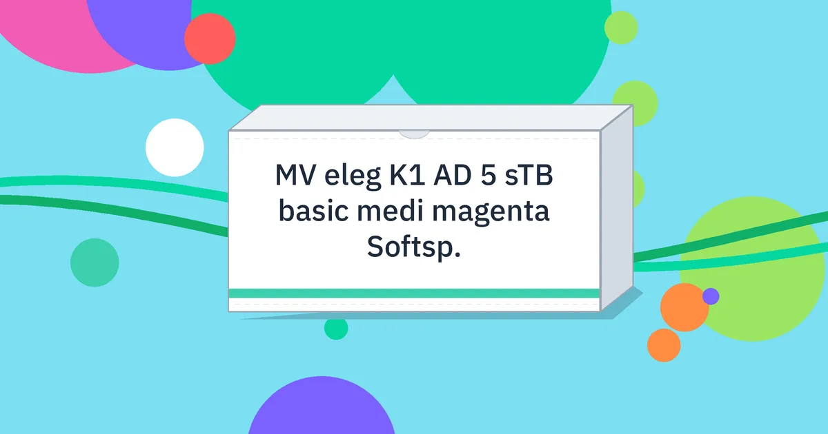 Symbolbild: Packung mit der Aufschrift MV eleg K1 AD 5 sTB basic medi magenta Softsp. (PZN 14619051) – Verfügbarkeit und Bezug in Apotheken in Frankfurt am Main