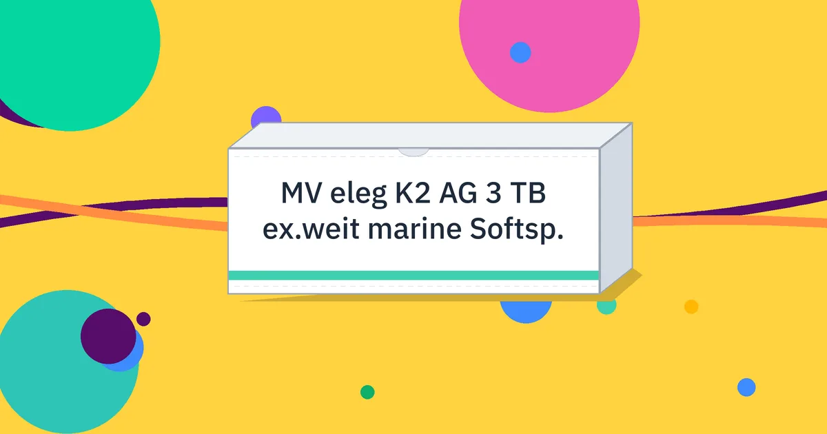 Symbolbild: Packung mit der Aufschrift MV eleg K2 AG 3 TB ex.weit marine Softsp. (PZN 14612238) – Verfügbarkeit und Bezug in Apotheken in Frankfurt am Main