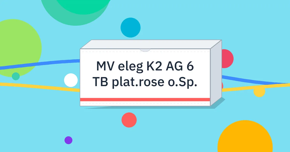 Symbolbild: Packung mit der Aufschrift MV eleg K2 AG 6 TB plat.rose o.Sp. (PZN 14698671) – Verfügbarkeit und Bezug in Apotheken in Frankfurt am Main