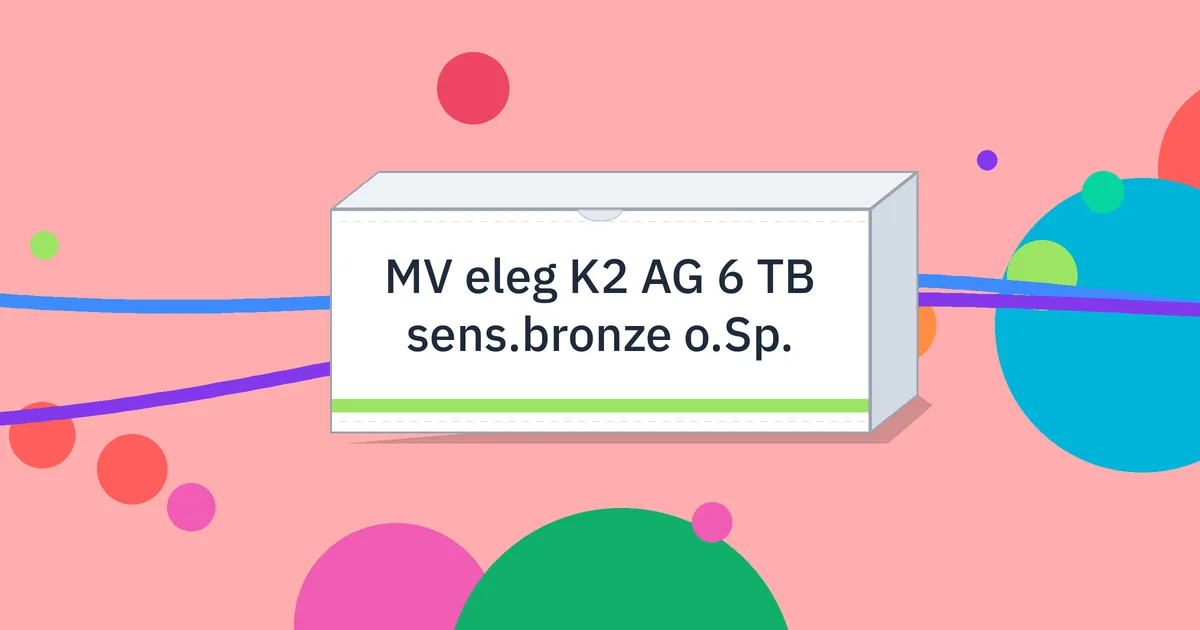 Symbolbild: Packung mit der Aufschrift MV eleg K2 AG 6 TB sens.bronze o.Sp. (PZN 14718787) – Verfügbarkeit und Bezug in Apotheken in Frankfurt am Main
