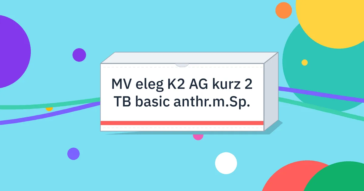 Symbolbild: Packung mit der Aufschrift MV eleg K2 AG kurz 2 TB basic anthr.m.Sp. (PZN 00192904) – Verfügbarkeit und Bezug in Apotheken in Frankfurt am Main