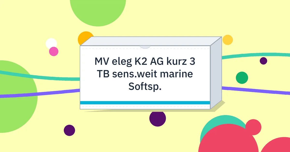 Symbolbild: Packung mit der Aufschrift MV eleg K2 AG kurz 3 TB sens.weit marine Softsp. (PZN 14607177) – Verfügbarkeit und Bezug in Apotheken in Frankfurt am Main