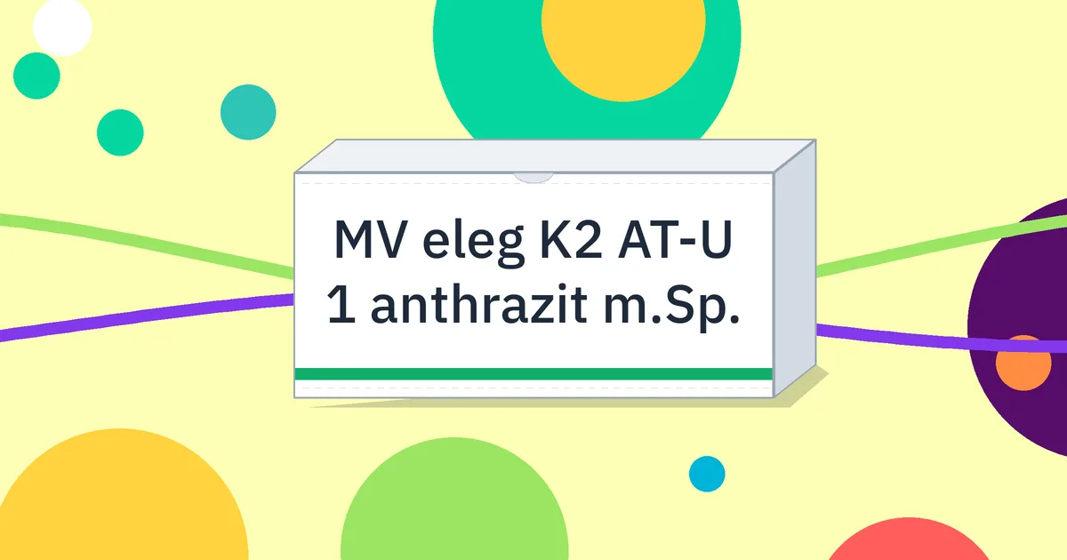 Symbolbild: Packung mit der Aufschrift MV eleg K2 AT-U 1 anthrazit m.Sp. (PZN 00643318) – Verfügbarkeit und Bezug in Apotheken in Frankfurt am Main