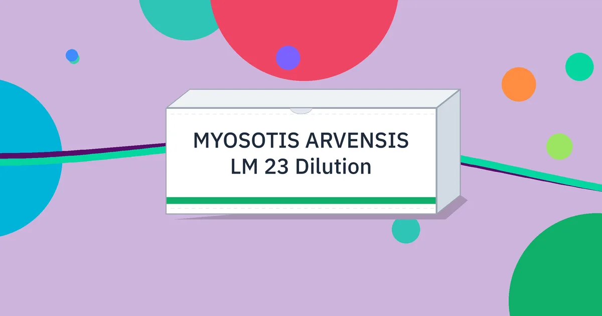 Symbolbild: Packung mit der Aufschrift MYOSOTIS ARVENSIS LM 23 Dilution (PZN 13612265) – Verfügbarkeit und Bezug in Apotheken in Frankfurt am Main