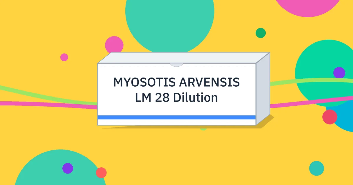 Symbolbild: Packung mit der Aufschrift MYOSOTIS ARVENSIS LM 28 Dilution (PZN 13612319) – Verfügbarkeit und Bezug in Apotheken in Frankfurt am Main