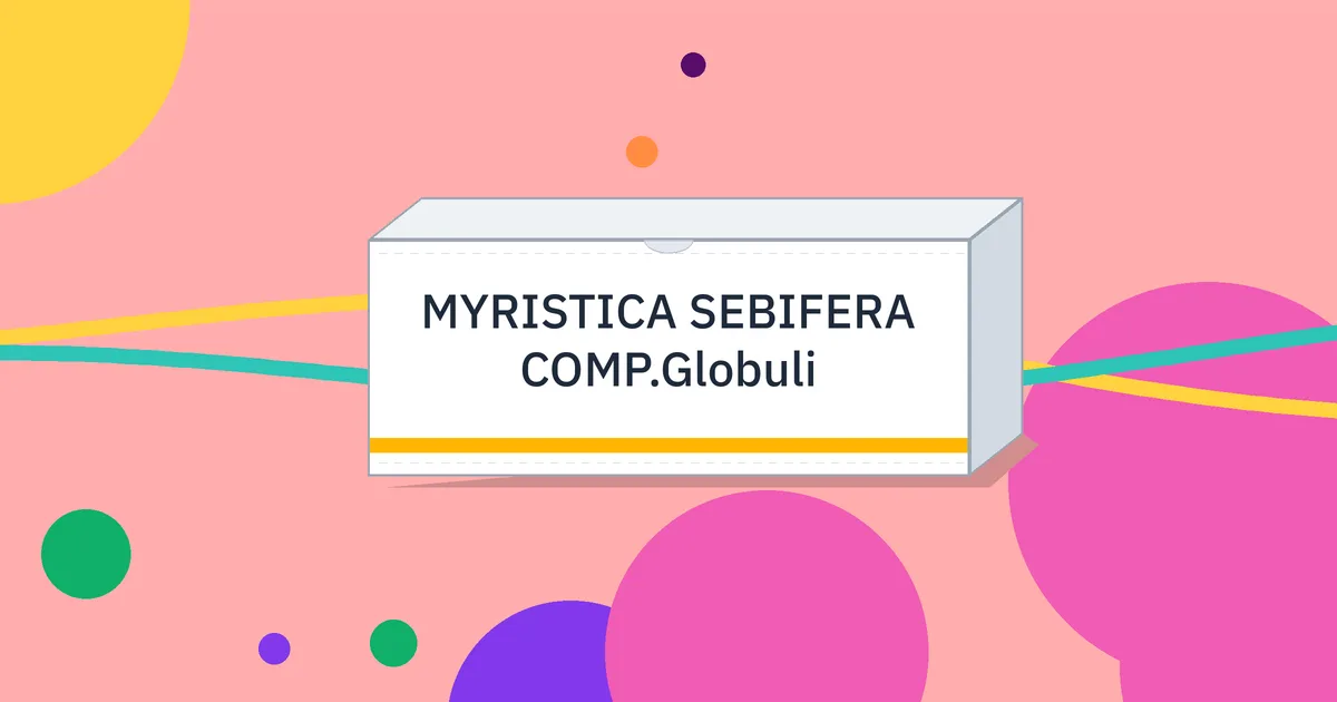 Symbolbild: Packung mit der Aufschrift MYRISTICA SEBIFERA COMP.Globuli (PZN 08786721) – Verfügbarkeit und Bezug in Apotheken in Frankfurt am Main