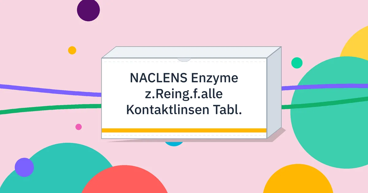 Symbolbild: Packung mit der Aufschrift NACLENS Enzyme z.Reing.f.alle Kontaktlinsen Tabl. (PZN 02249198) – Verfügbarkeit und Bezug in Apotheken in Frankfurt am Main
