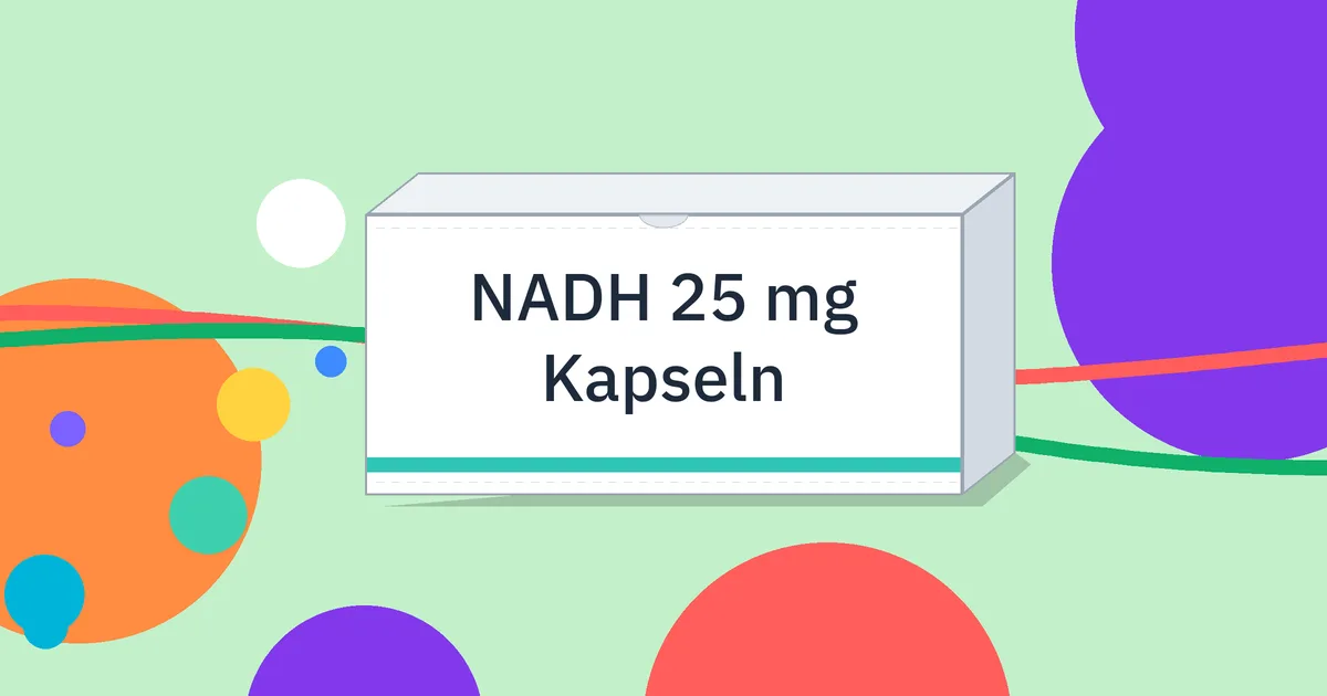 Symbolbild: Packung mit der Aufschrift NADH 25 mg Kapseln (PZN 20363839) – Verfügbarkeit und Bezug in Apotheken in Frankfurt am Main