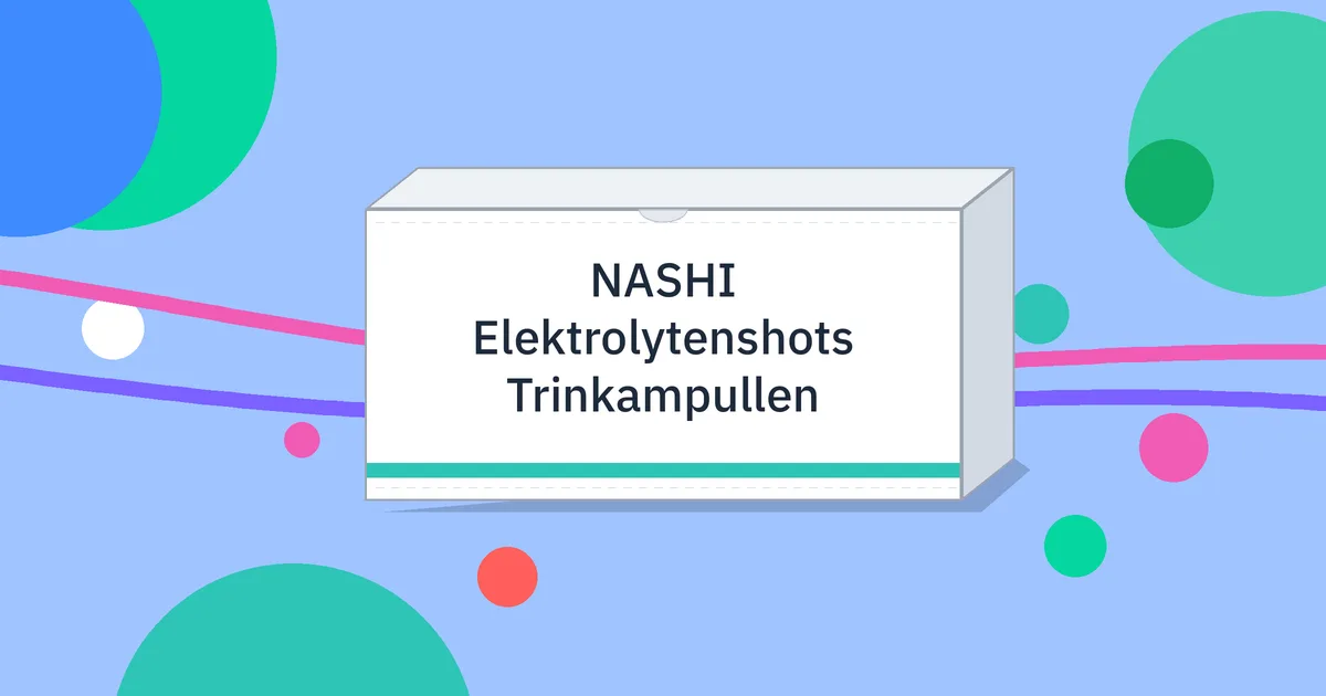 Symbolbild: Packung mit der Aufschrift NASHI Elektrolytenshots Trinkampullen (PZN 20338592) – Verfügbarkeit und Bezug in Apotheken in Frankfurt am Main