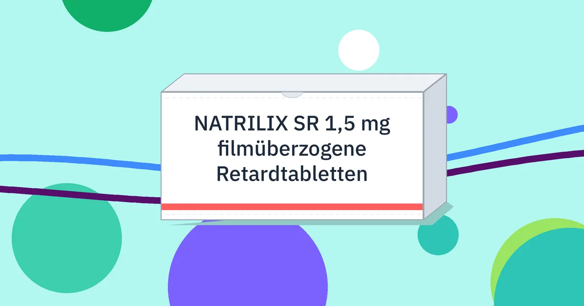 Symbolbild: Packung mit der Aufschrift NATRILIX SR 1,5 mg filmüberzogene Retardtabletten (PZN 09282106) – Verfügbarkeit und Bezug in Apotheken in Frankfurt am Main