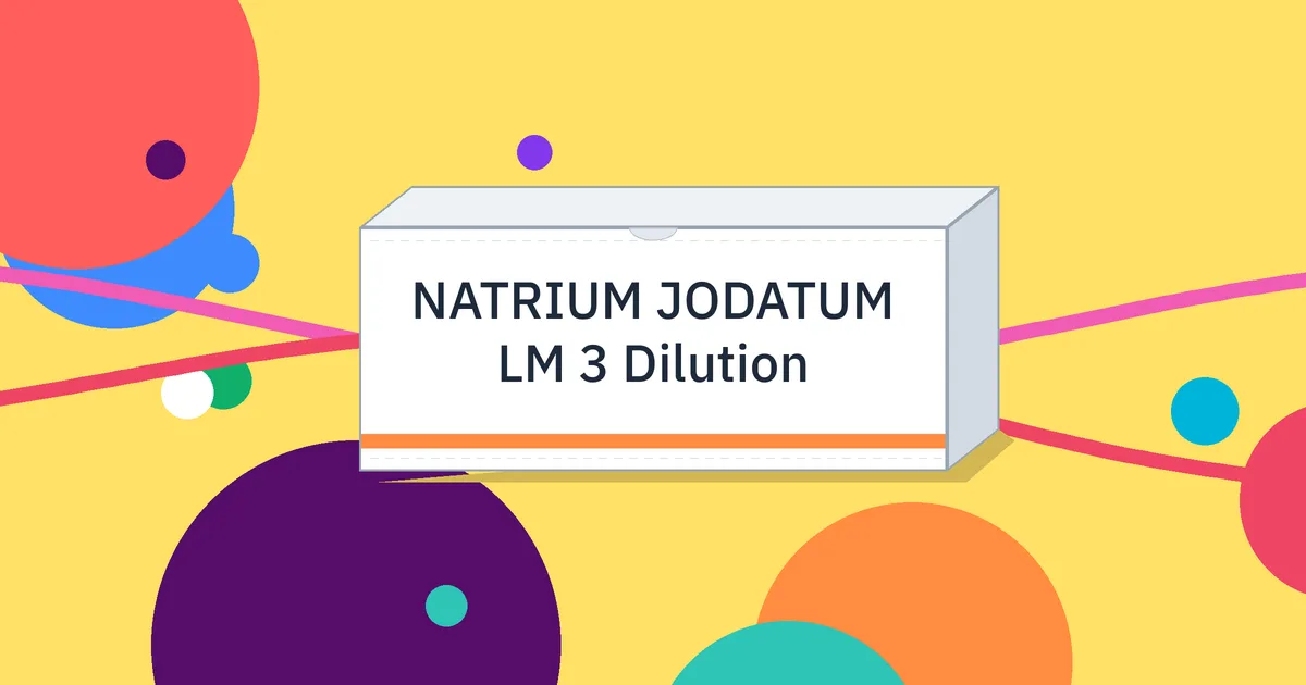 Symbolbild: Packung mit der Aufschrift NATRIUM JODATUM LM 3 Dilution (PZN 12964252) – Verfügbarkeit und Bezug in Apotheken in Frankfurt am Main