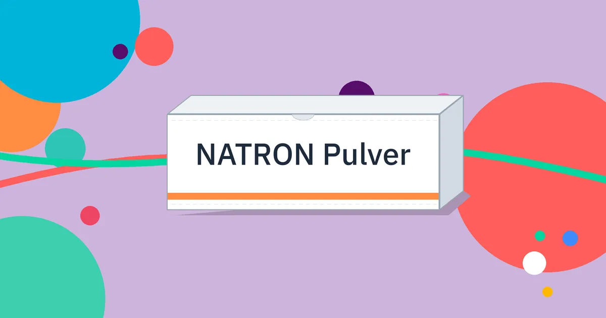 Symbolbild: Packung mit der Aufschrift NATRON Pulver (PZN 20594970) – Verfügbarkeit und Bezug in Apotheken in Frankfurt am Main