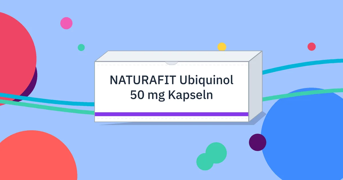 Symbolbild: Packung mit der Aufschrift NATURAFIT Ubiquinol 50 mg Kapseln (PZN 09899835) – Verfügbarkeit und Bezug in Apotheken in Frankfurt am Main