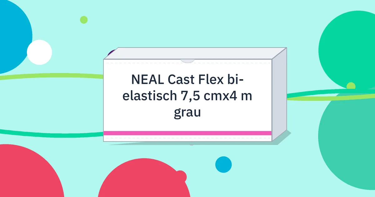 Symbolbild: Packung mit der Aufschrift NEAL Cast Flex bi-elastisch 7,5 cmx4 m grau (PZN 18796778) – Verfügbarkeit und Bezug in Apotheken in Frankfurt am Main
