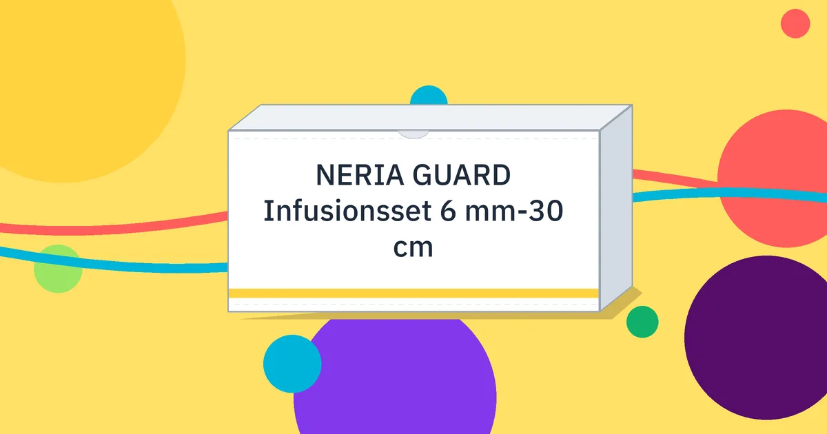 Symbolbild: Packung mit der Aufschrift NERIA GUARD Infusionsset 6 mm-30 cm (PZN 20858647) – Verfügbarkeit und Bezug in Apotheken in Frankfurt am Main