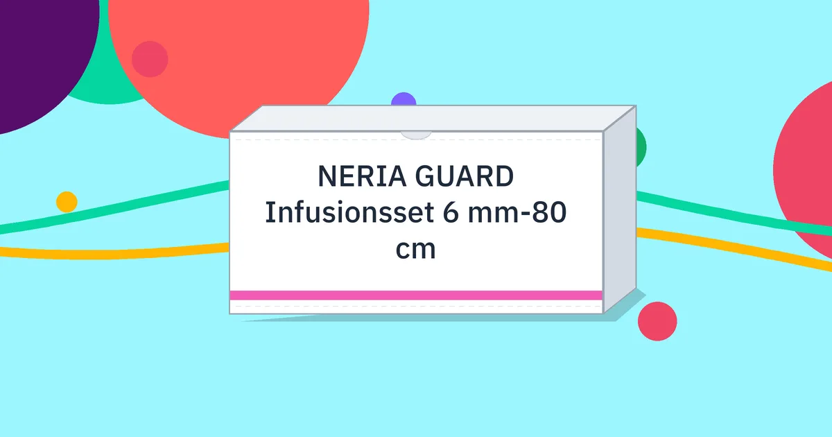 Symbolbild: Packung mit der Aufschrift NERIA GUARD Infusionsset 6 mm-80 cm (PZN 16499622) – Verfügbarkeit und Bezug in Apotheken in Frankfurt am Main