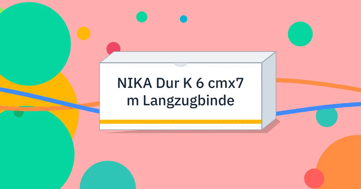 Symbolbild: Packung mit der Aufschrift NIKA Dur K 6 cmx7 m Langzugbinde (PZN 18171512) – Verfügbarkeit und Bezug in Apotheken in Frankfurt am Main