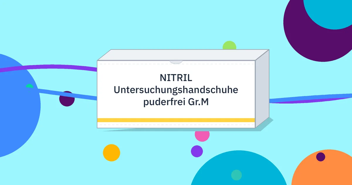 Symbolbild: Packung mit der Aufschrift NITRIL Untersuchungshandschuhe puderfrei Gr.M (PZN 10076062) – Verfügbarkeit und Bezug in Apotheken in Frankfurt am Main