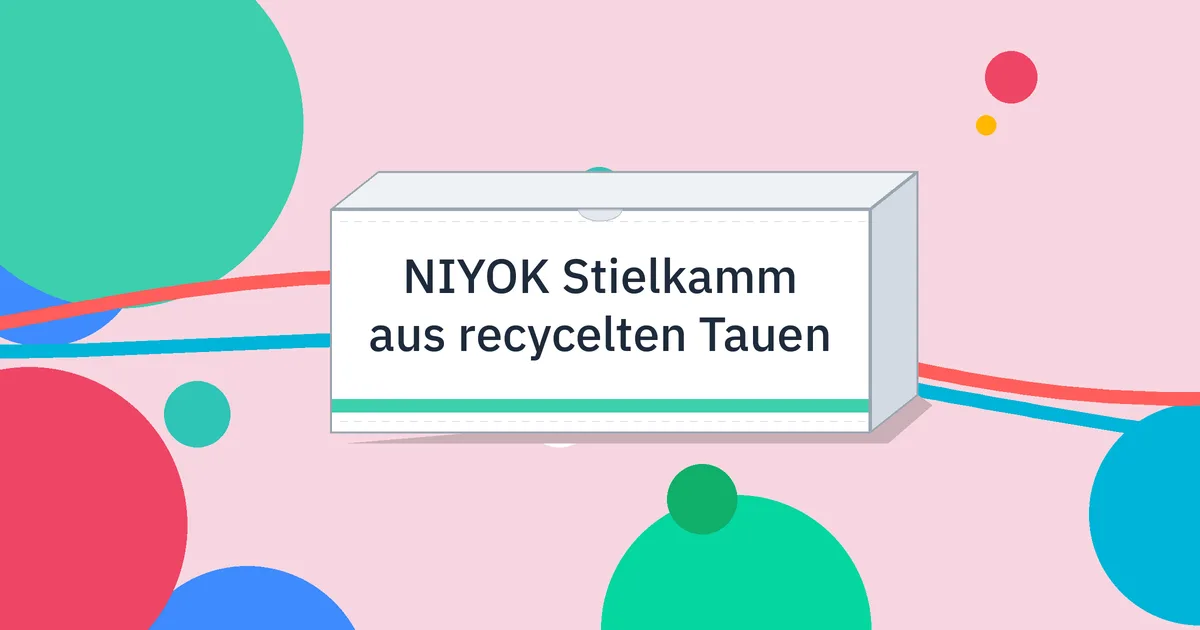 Symbolbild: Packung mit der Aufschrift NIYOK Stielkamm aus recycelten Tauen (PZN 20644774) – Verfügbarkeit und Bezug in Apotheken in Frankfurt am Main