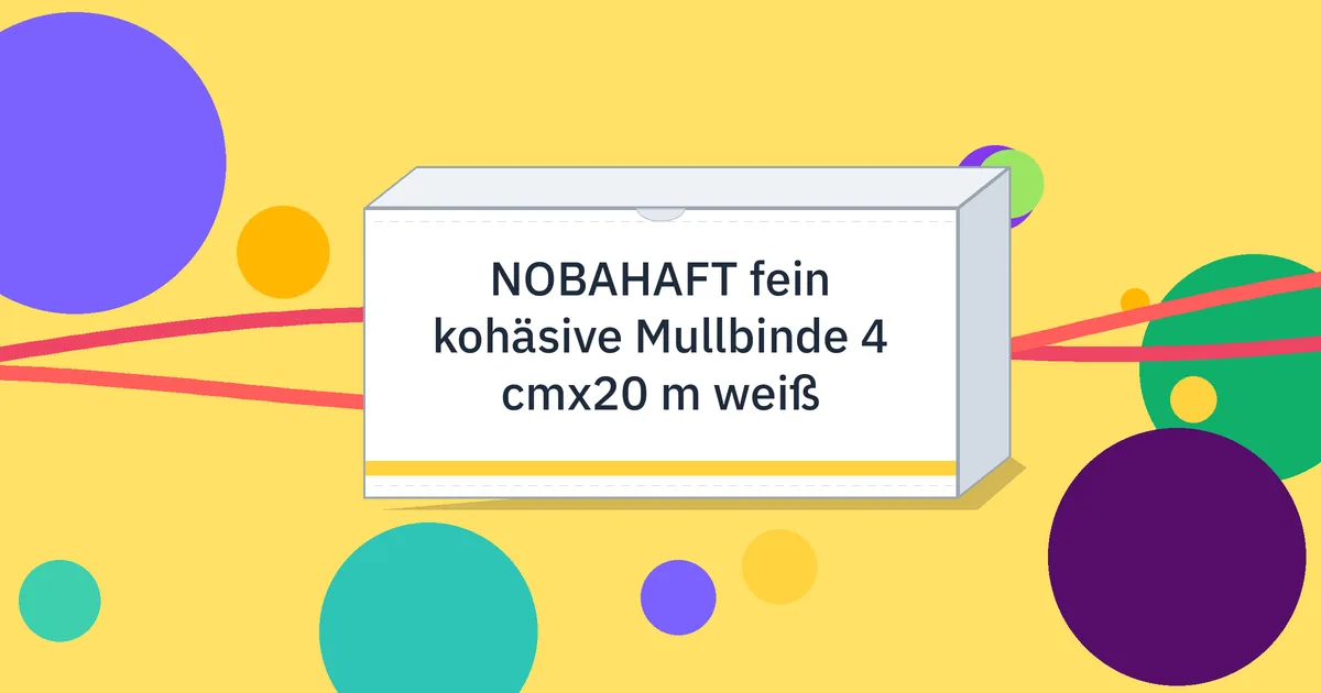 Symbolbild: Packung mit der Aufschrift NOBAHAFT fein kohäsive Mullbinde 4 cmx20 m weiß (PZN 16028532) – Verfügbarkeit und Bezug in Apotheken in Frankfurt am Main