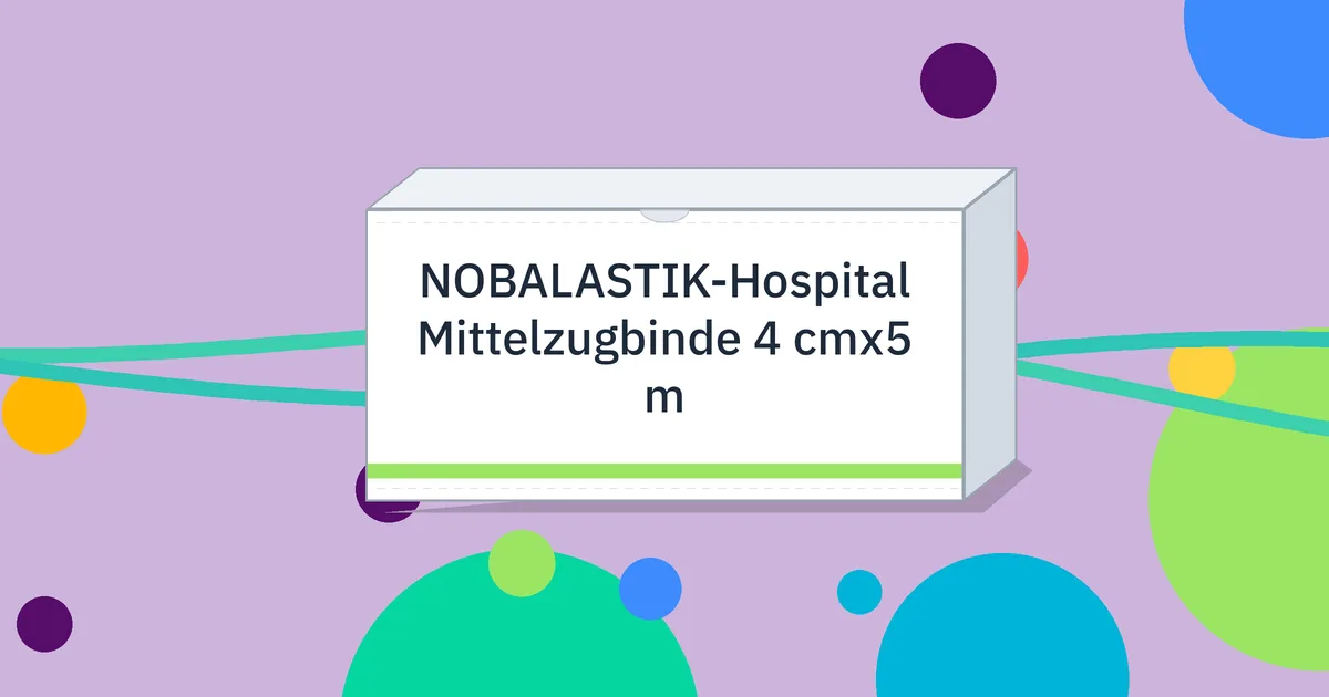 Symbolbild: Packung mit der Aufschrift NOBALASTIK-Hospital Mittelzugbinde 4 cmx5 m (PZN 12775433) – Verfügbarkeit und Bezug in Apotheken in Frankfurt am Main