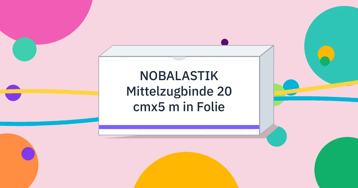 Symbolbild: Packung mit der Aufschrift NOBALASTIK Mittelzugbinde 20 cmx5 m in Folie (PZN 07096055) – Verfügbarkeit und Bezug in Apotheken in Frankfurt am Main