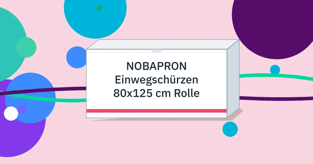 Symbolbild: Packung mit der Aufschrift NOBAPRON Einwegschürzen 80x125 cm Rolle (PZN 16796113) – Verfügbarkeit und Bezug in Apotheken in Frankfurt am Main