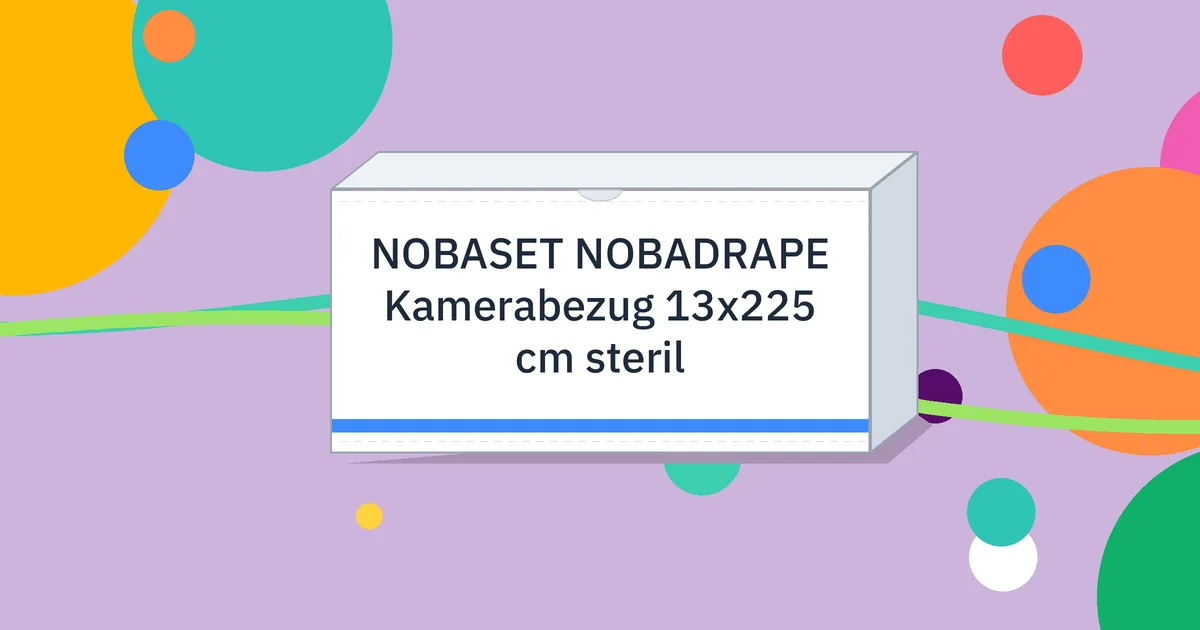 Symbolbild: Packung mit der Aufschrift NOBASET NOBADRAPE Kamerabezug 13x225 cm steril (PZN 16872966) – Verfügbarkeit und Bezug in Apotheken in Frankfurt am Main